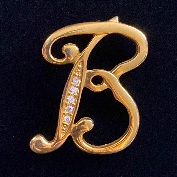 Jewelry | Gold Toned Rhinestone B Initial Pin | Poshmark
